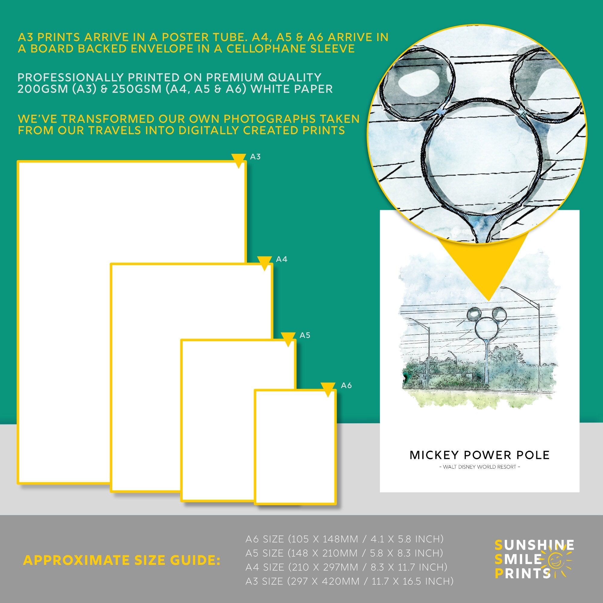 Mickey Mouse Power Pole Pylon Watercolour Print - Etsy Ireland