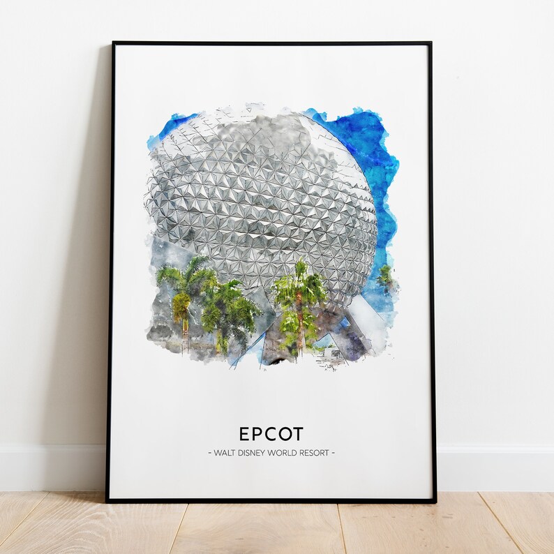 Epcot Spaceship Earth Walt Disney World Watercolour Style - Etsy