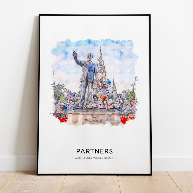 Walt Disney & Mickey Mouse Partners Statue Print - Etsy