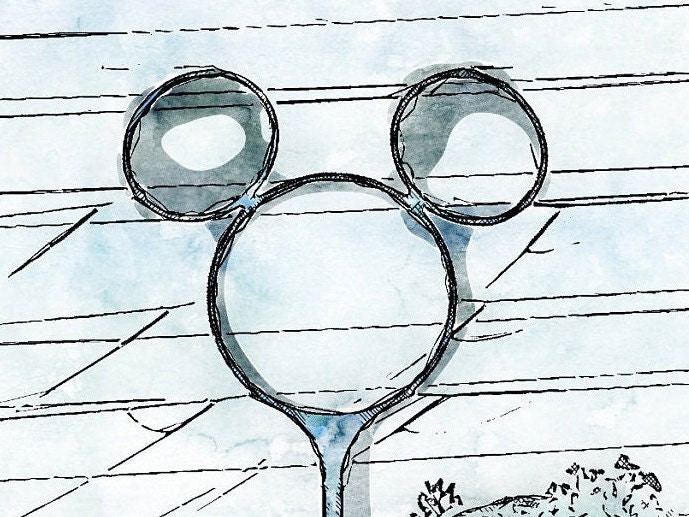 Mickey Mouse Power Pole Pylon Watercolour Print - Etsy UK