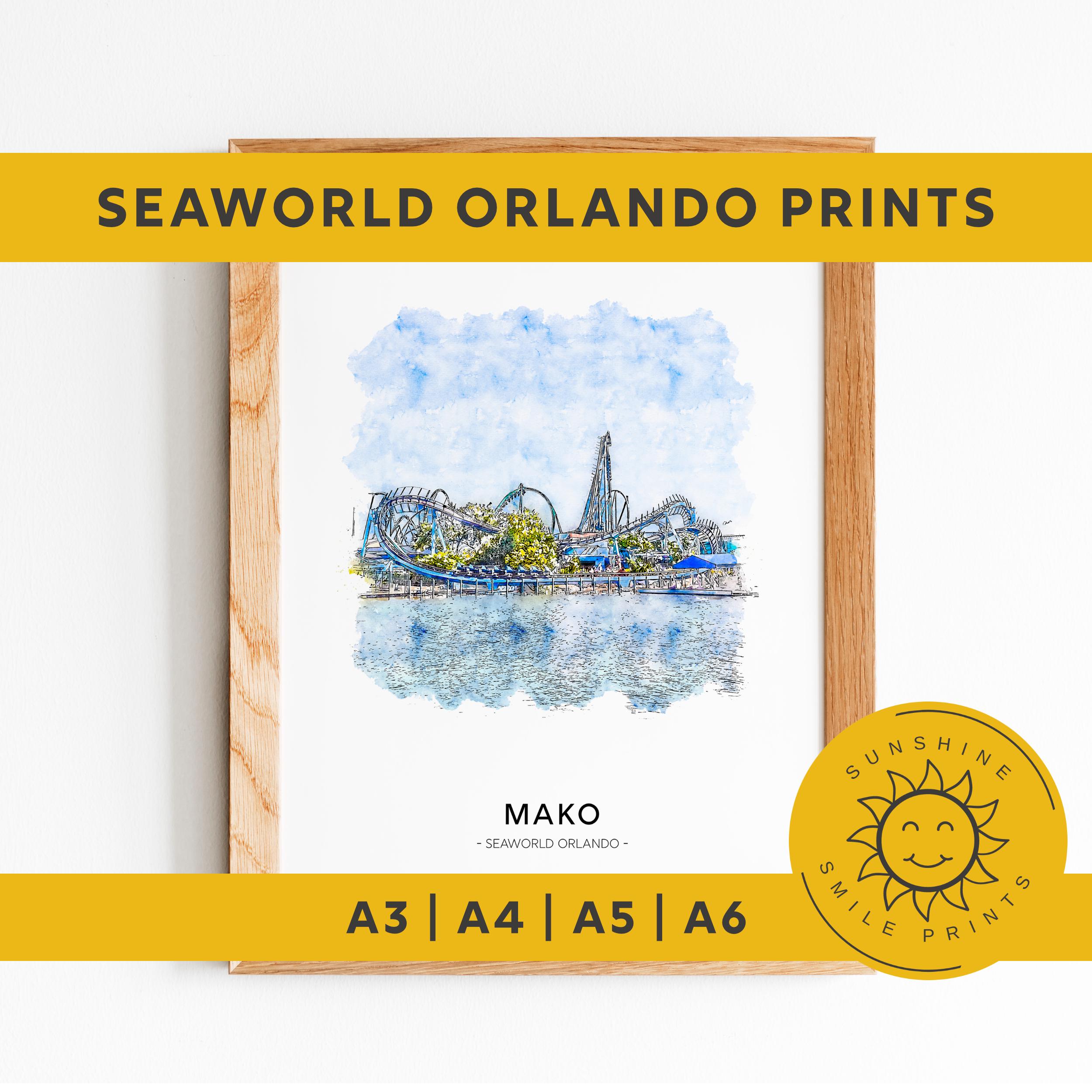 Mako, Seaworld Orlando Theme Park Print A3|A4|A5|A6 - Etsy