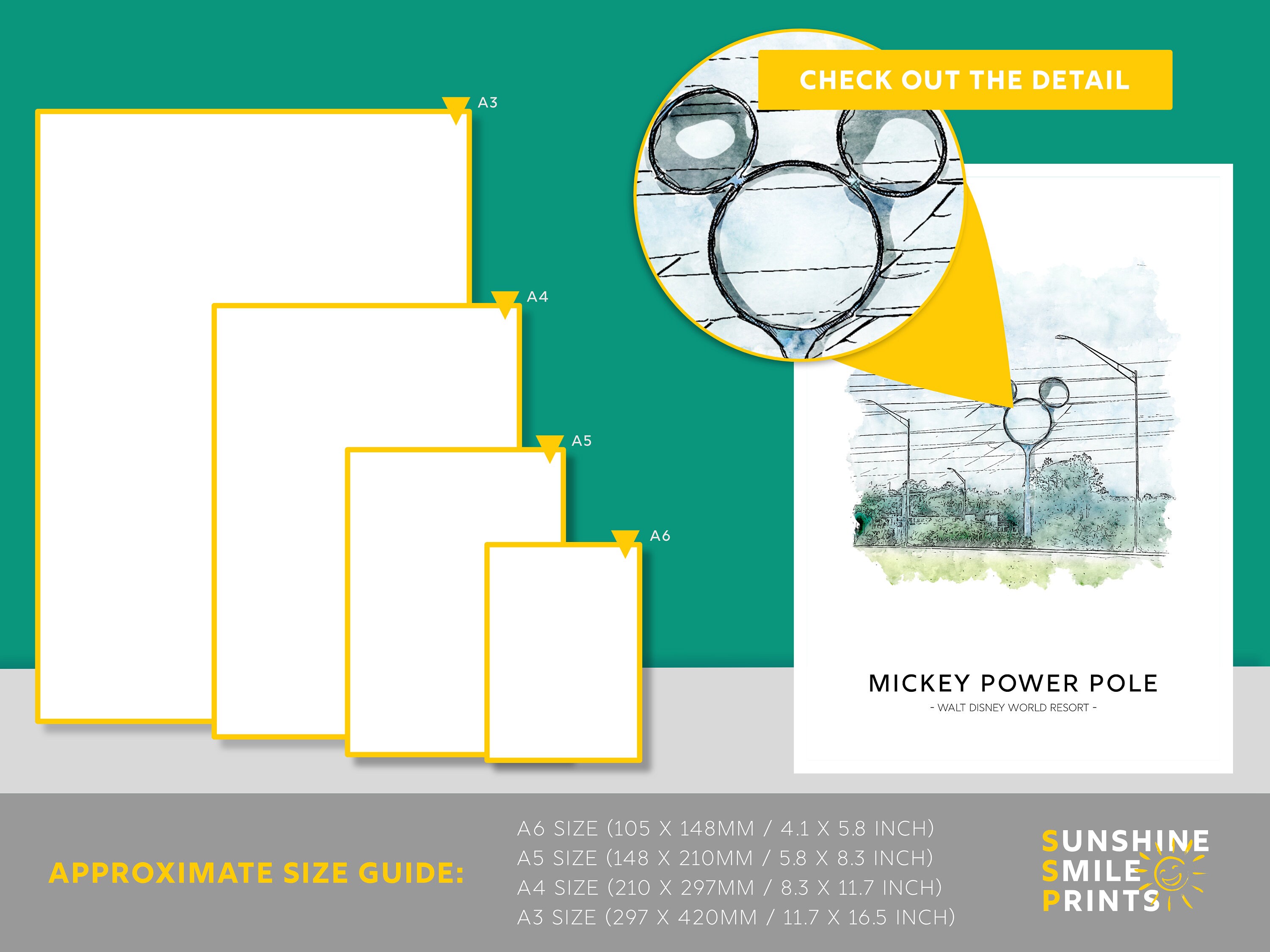 Mickey Mouse Power Pole Pylon Watercolour Print - Etsy UK