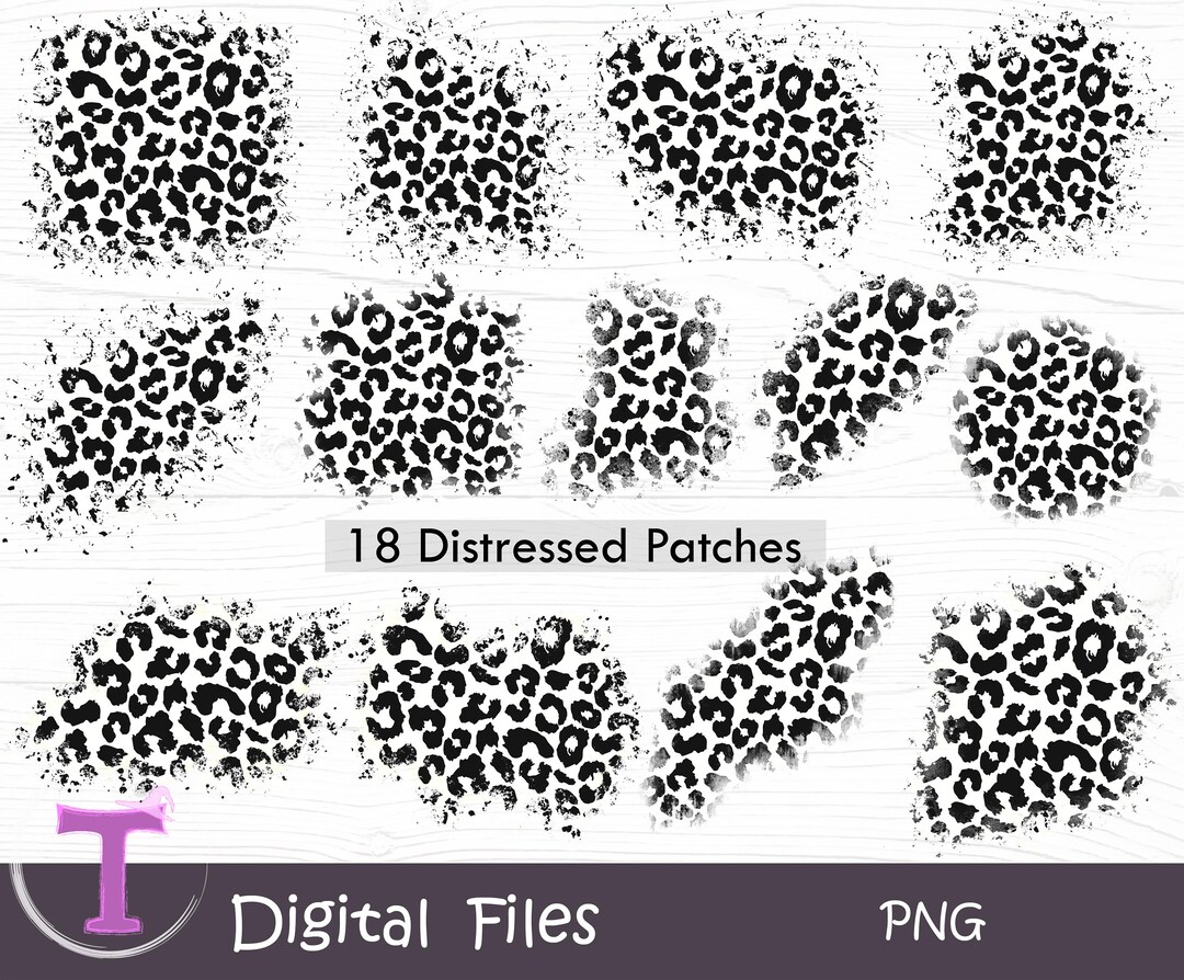 Distressed Leopard Patches, Black and White Leopard Background ...