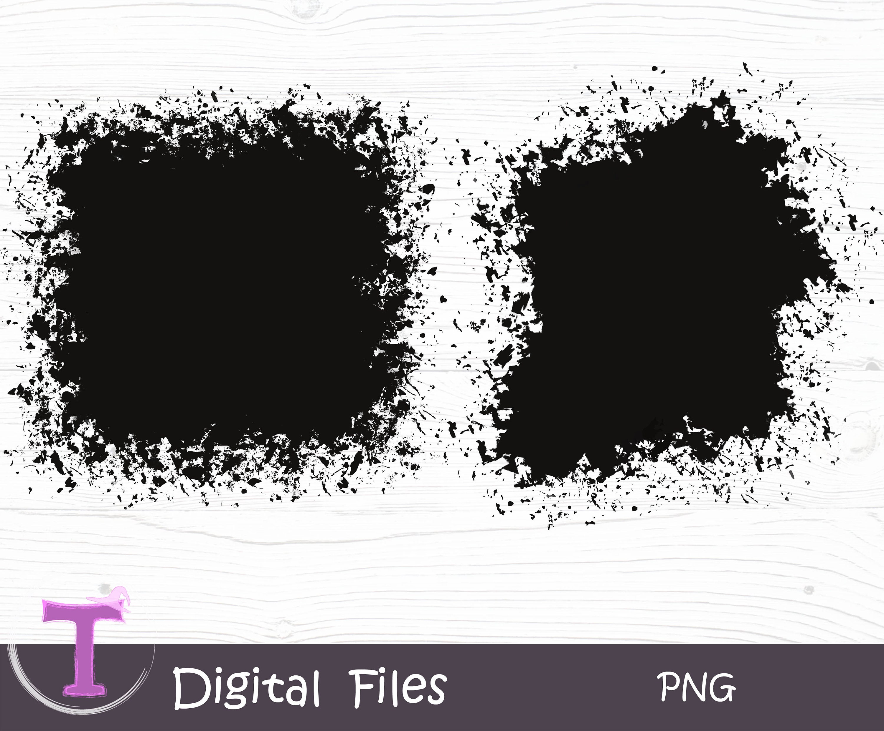 Bleach Effect Bundle, Black Bleached Effect PNG File, Distressed ...