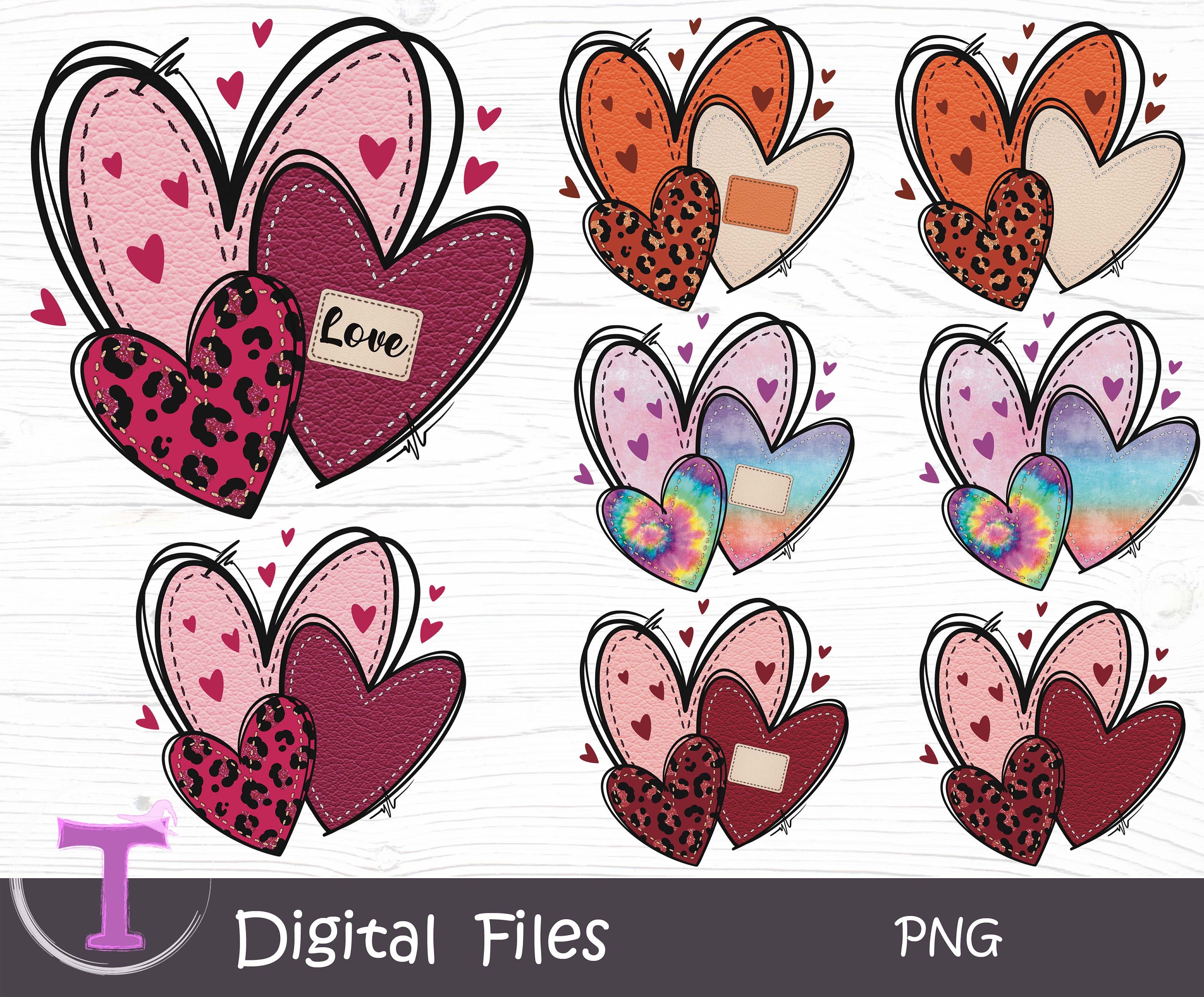 Valentine Hearts Png, Trio of Hearts,leather Hearts Png,leopard With ...