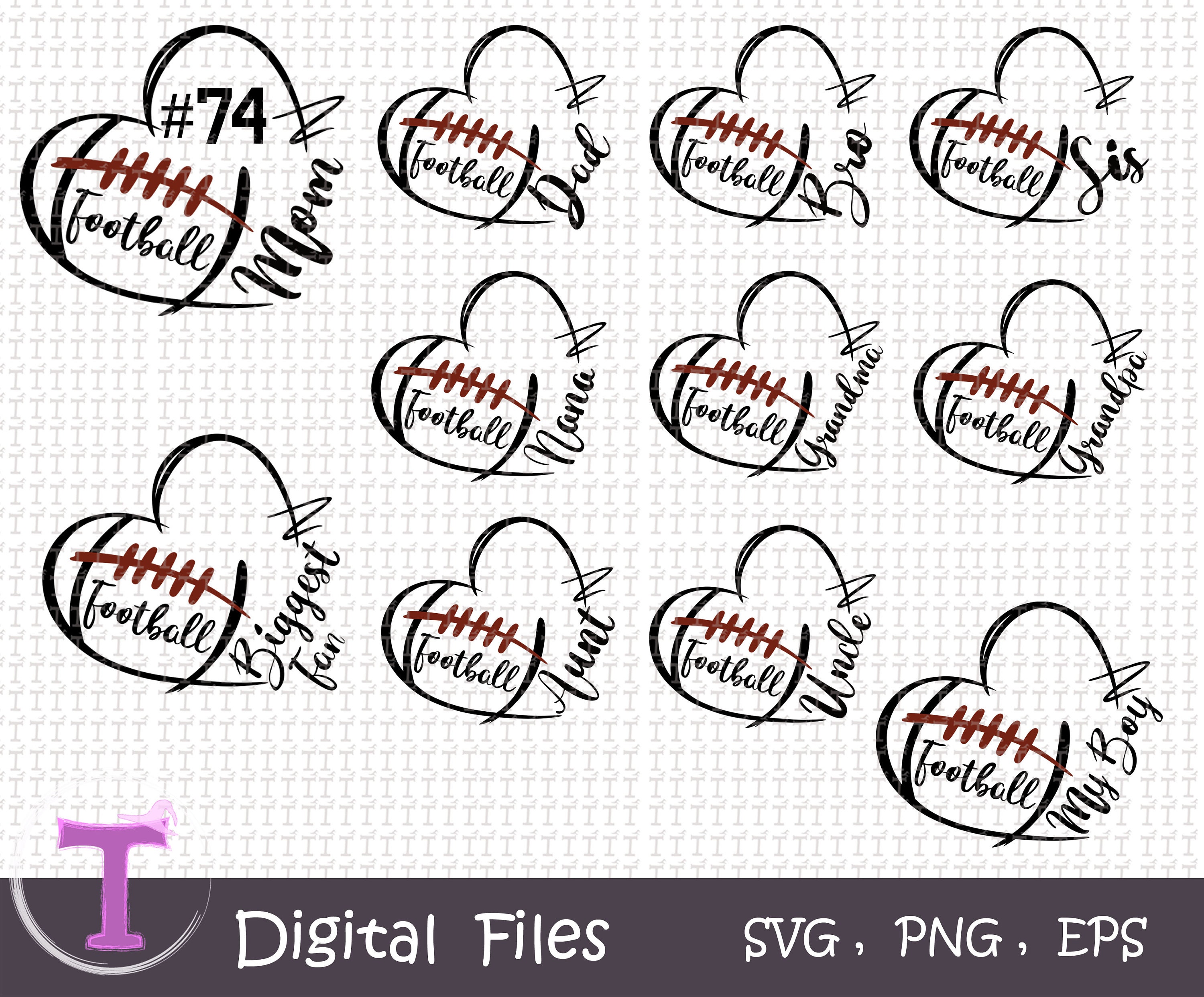 Football Family SVG Bundle,game Day Design,football Mom,football Heart ...