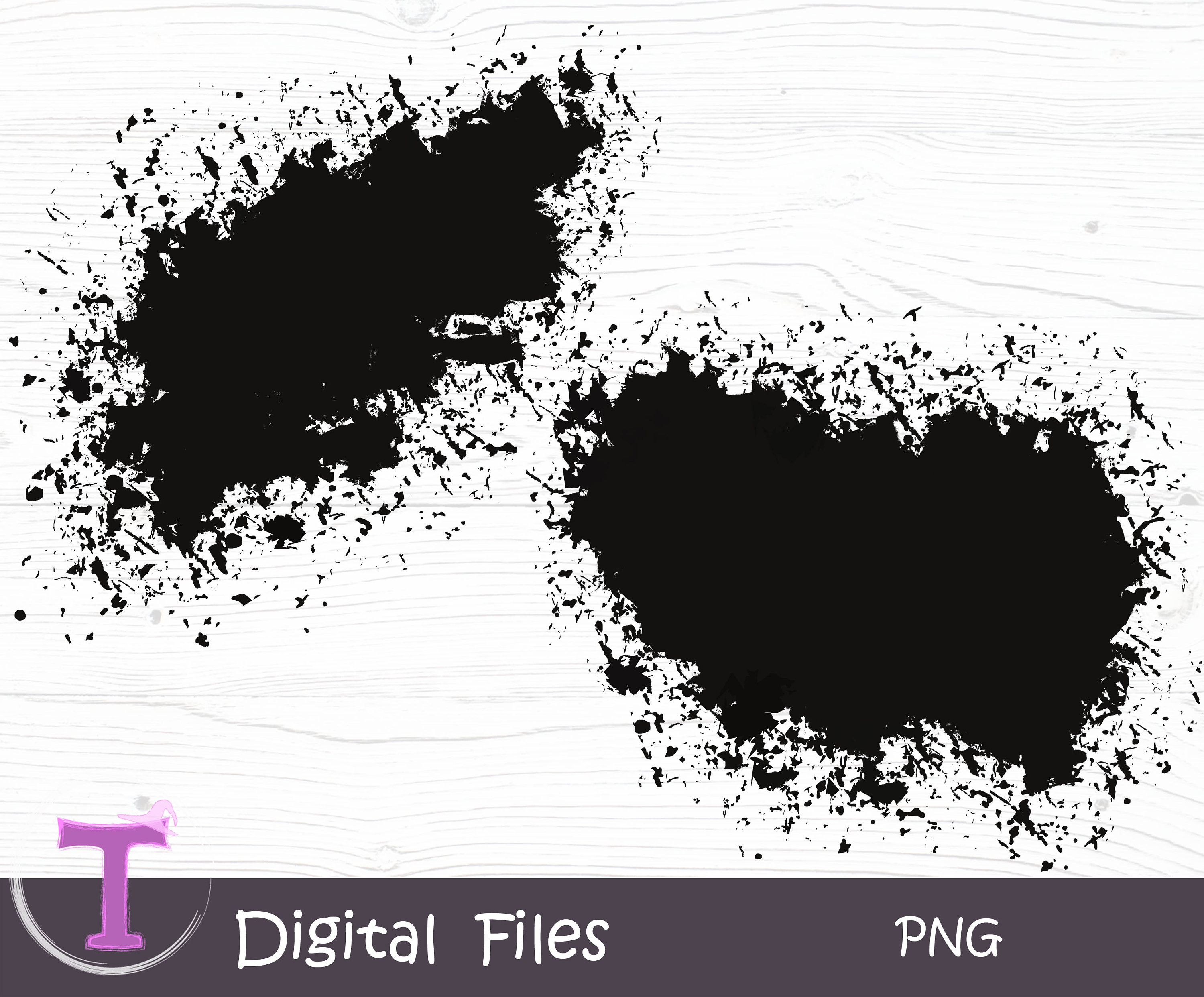 Bleach Effect Bundle, Black Bleached Effect PNG File, Distressed ...