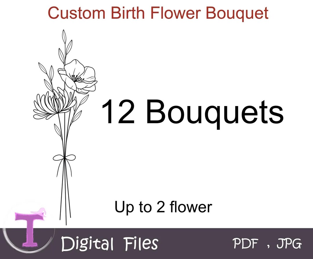 Custom 12 Bouquet, Birth Month Flower, up to 2 Flower for 1 Bouquets - Etsy