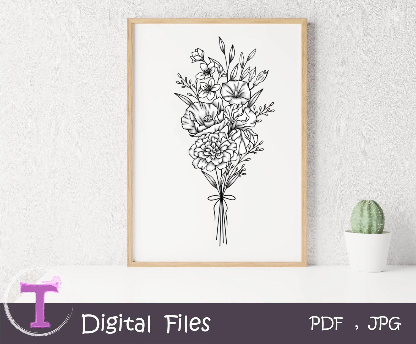 Custom Birth Flower Bouquet, Custom Birth Month Flower, Personalized ...