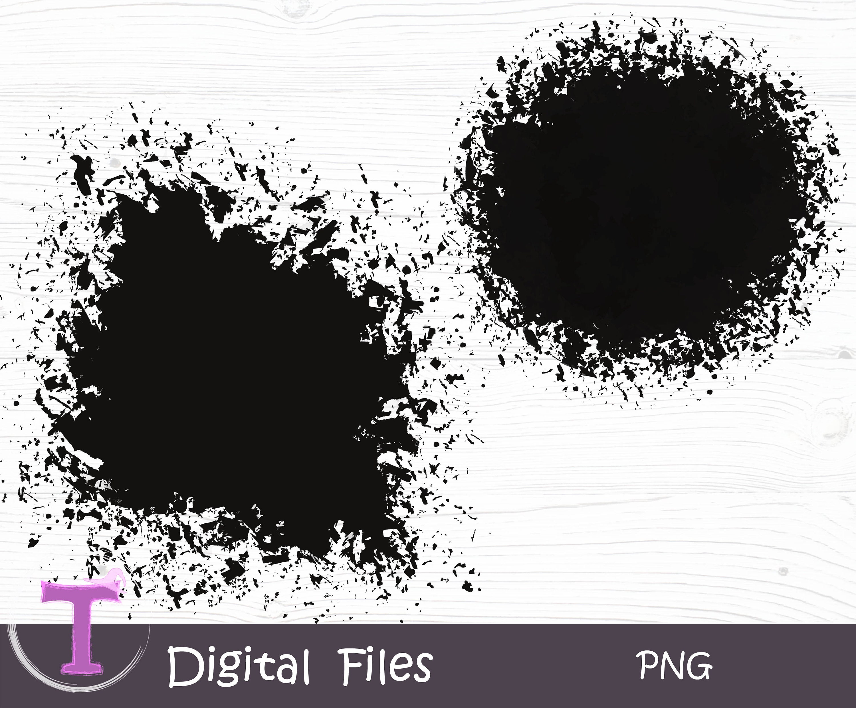 Bleach Effect Bundle, Black Bleached Effect PNG File, Distressed ...