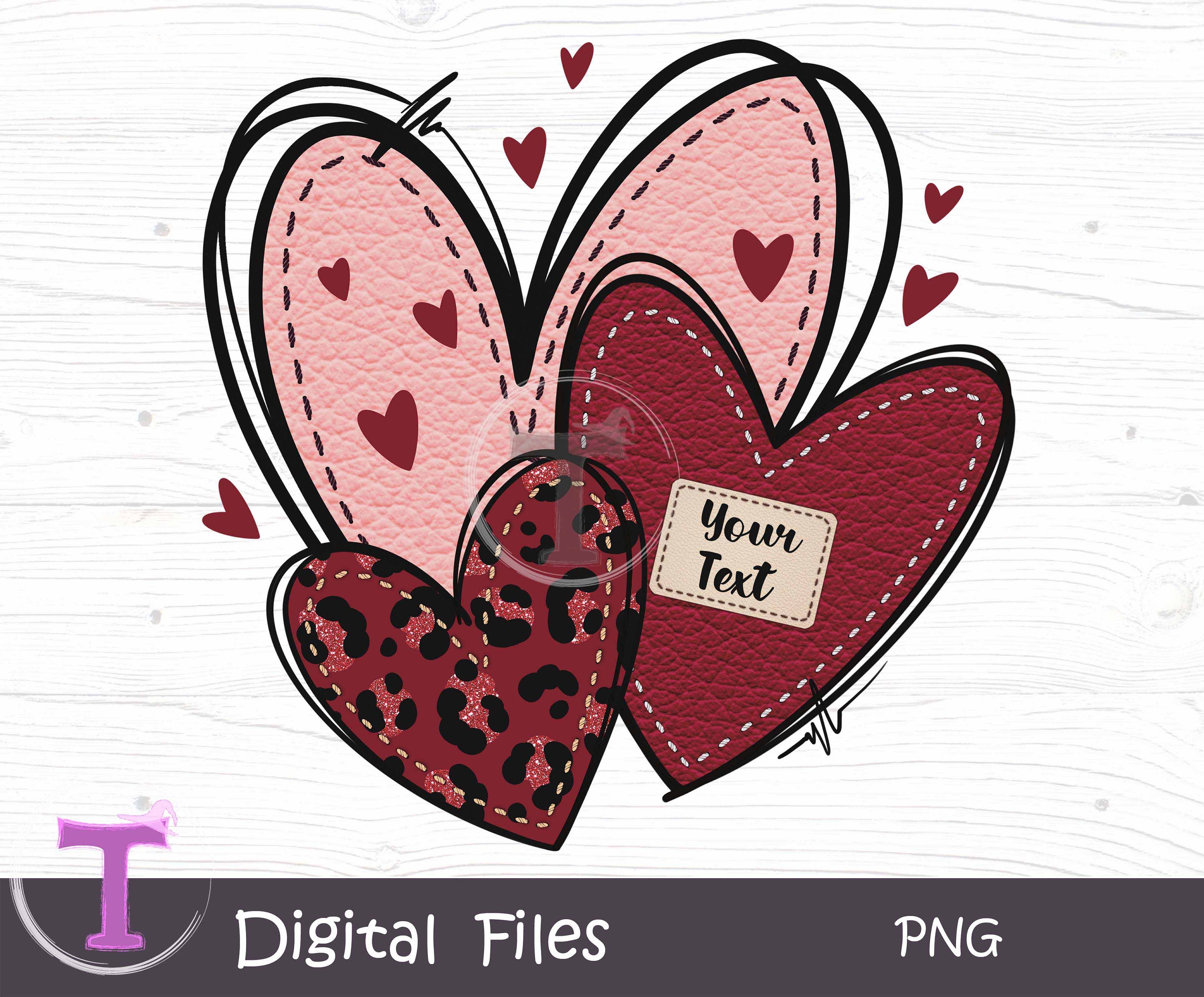 Valentine Hearts Png, Trio of Hearts,leather Hearts Png,leopard With ...