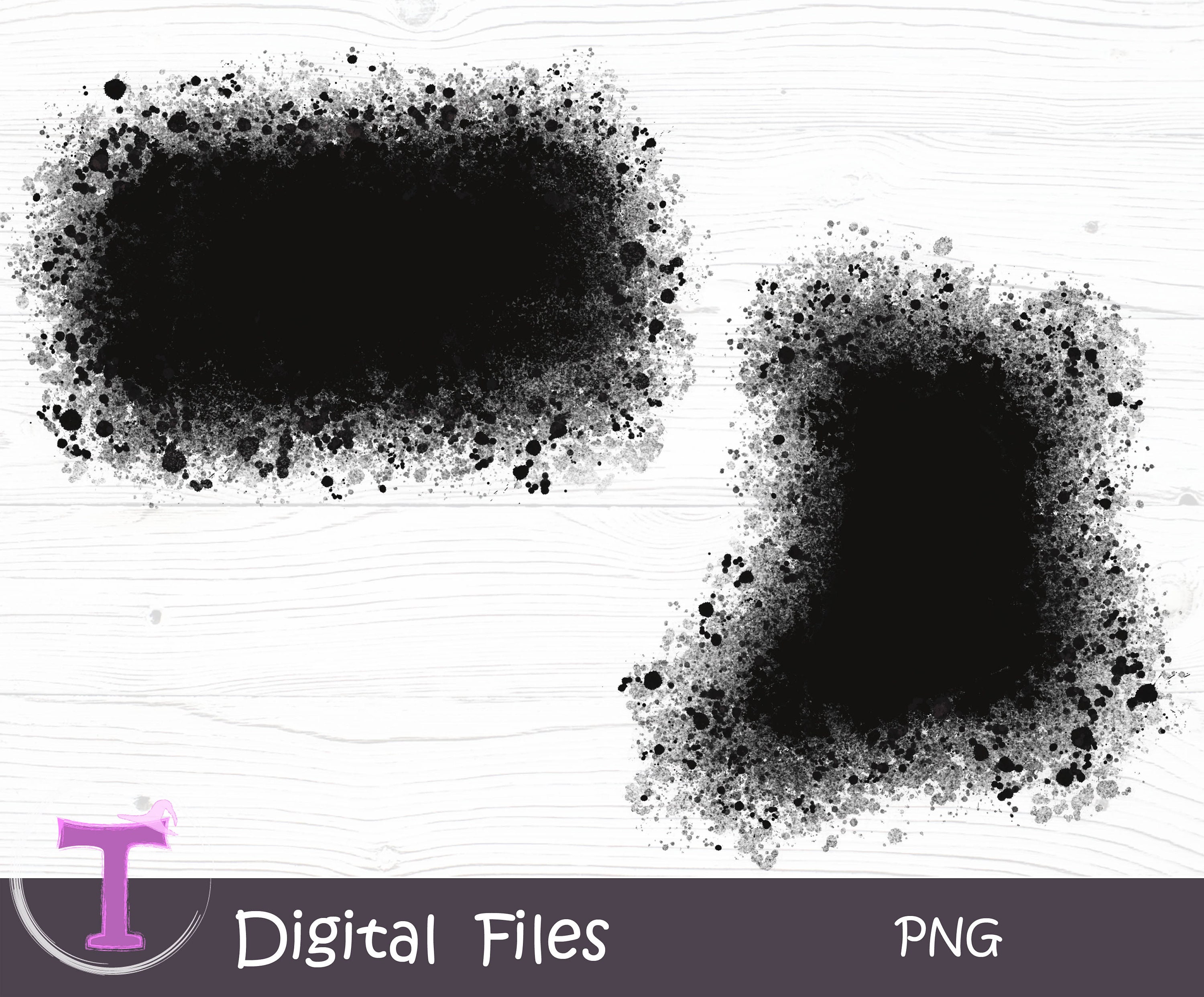 Bleach Effect Bundle, Black Bleached Effect PNG File, Distressed ...