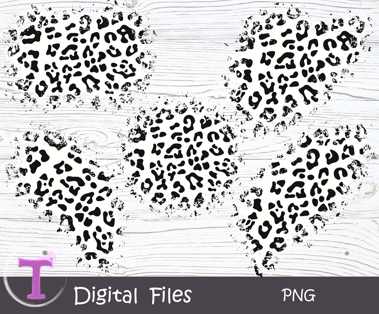 Distressed Leopard Patches, Leopard Skin Pattern Print, Black White ...