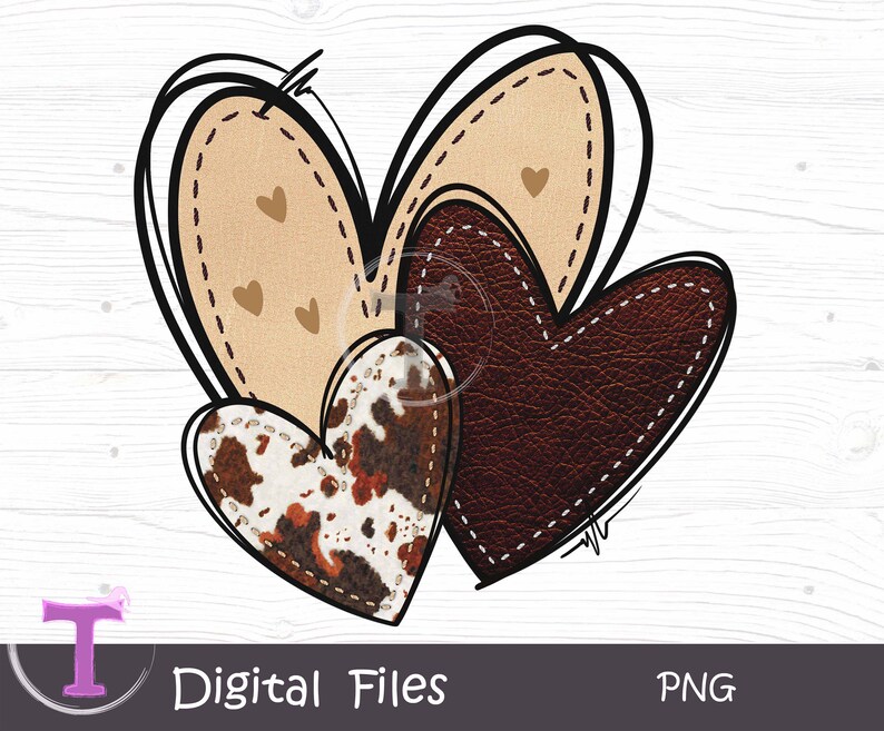 Heart Trio Png, Hearts Png Bundle, Leopard With Heart, Mother Day ...