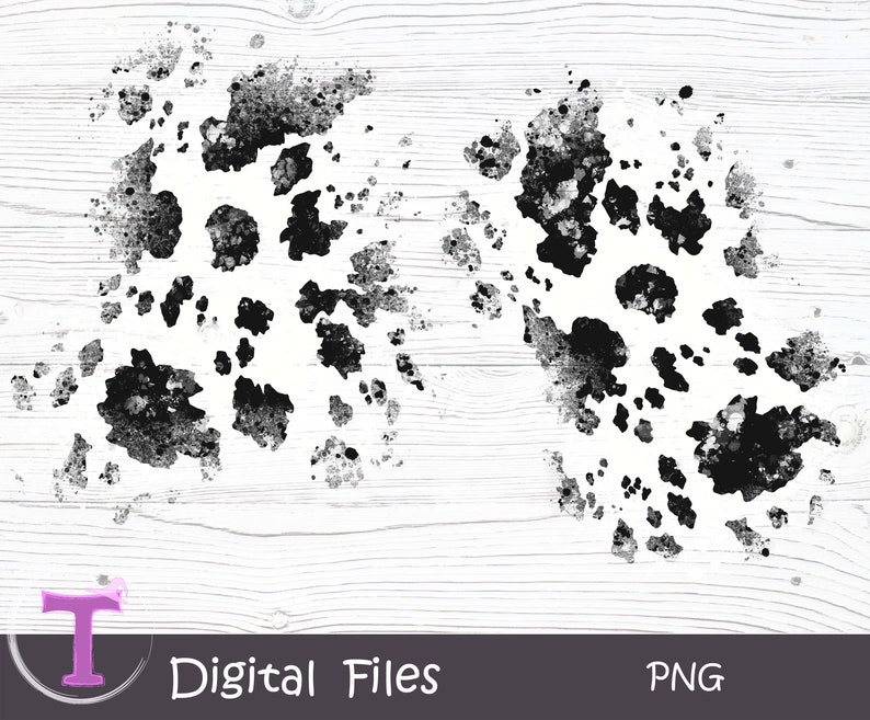 Distressed Cow Print, Distressed Black Cow Pattern, Cow Patches, Cow ...