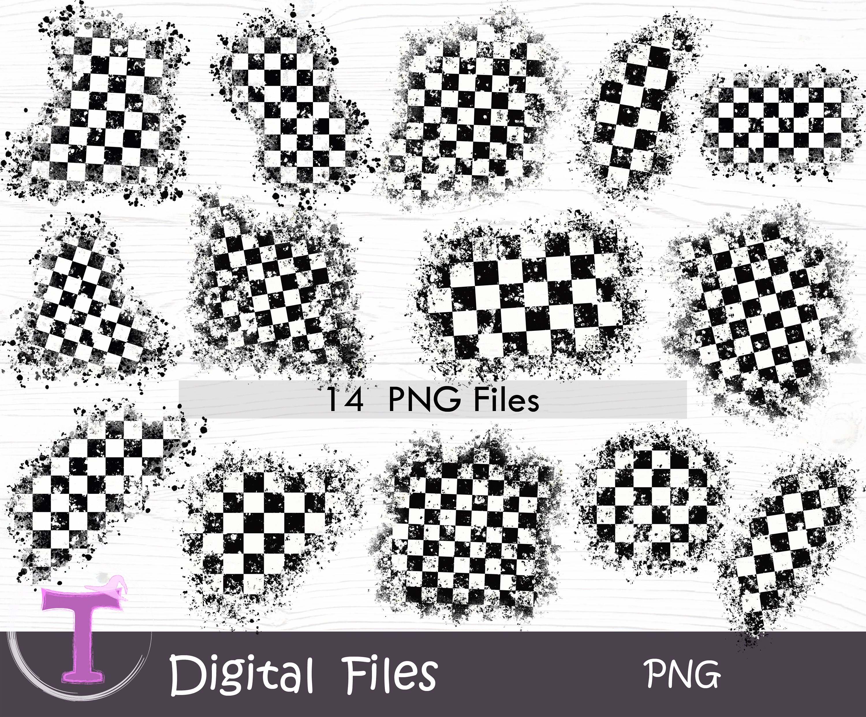 Distressed Checkered Background Checkered Bundle Black White - Etsy