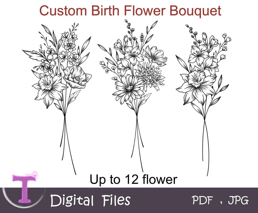 Custom Birth Flower Bouquet, Custom Birth Month Flower,birth Flower ...