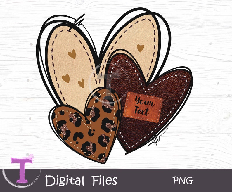 Heart Trio Png, Hearts Png Bundle, Leopard With Heart, Mother Day ...