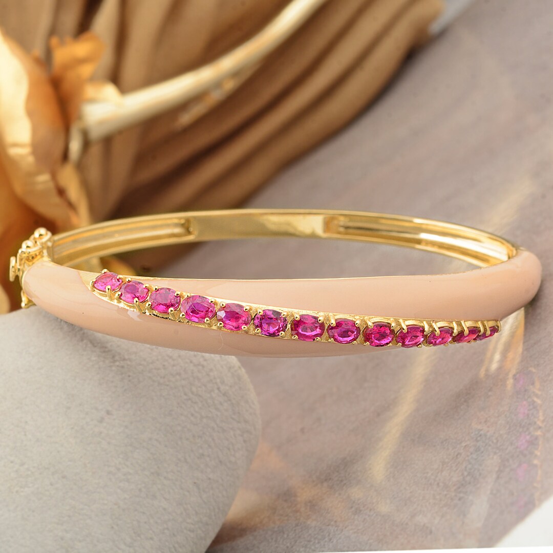 18k Gold Ruby Bangle / Natural Ruby Gemstone Bangle Bracelet / - Etsy
