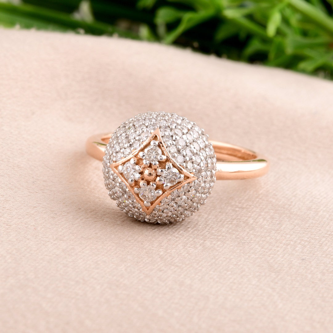 Astonishing 18k Rose Gold Natural Brilliant Cut Diamond Ring - Etsy