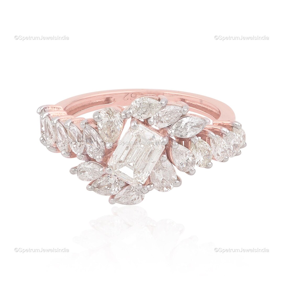 18k Rose Gold Wedding Ring Jewelry Diamond Ring Natural - Etsy