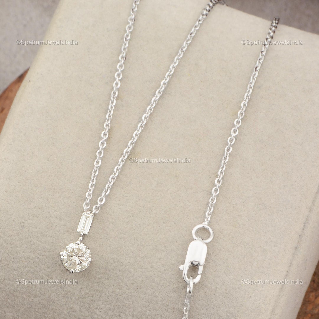 14k White Gold Wedding Natural Brilliant Cut Diamond Golddainty Chain ...