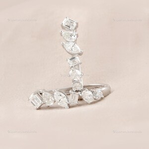 Natural Mix Shape Diamond Hoop Earrings, 18K White Gold Hoop, Classic ...