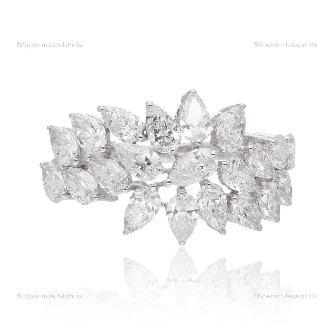 3.00 Ct Diamond Cocktail Ring| 18k/14k Gold Statement Ring| White/rose ...
