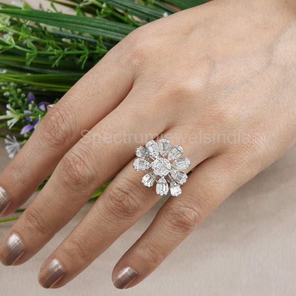 Diamond Flower Ring - Etsy