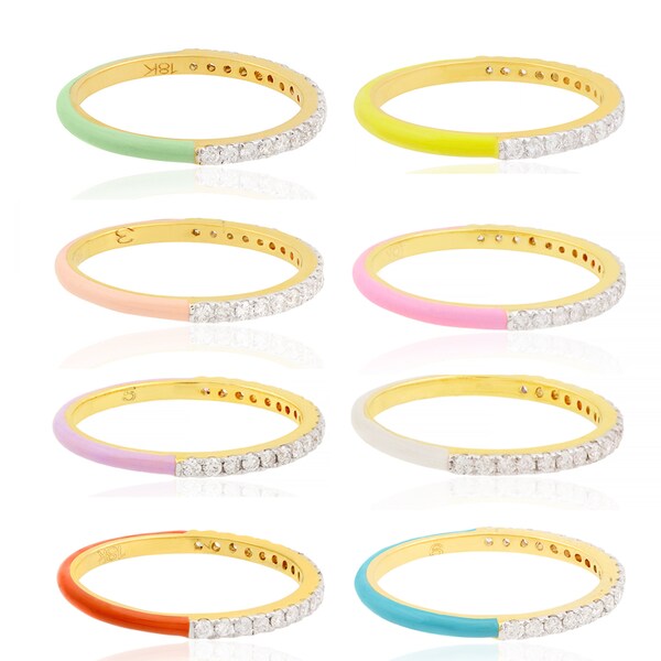 Enamel Band Ring - Etsy