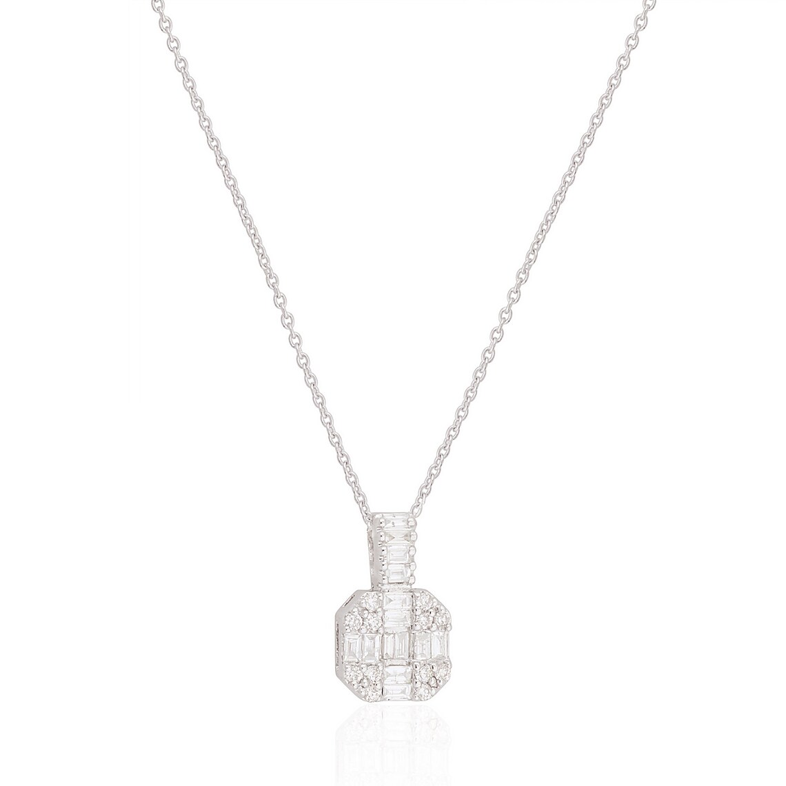 Pave Diamond Necklace / 10k 18k 14K Gold Baguette Pave Diamond | Etsy