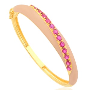 18k Gold Ruby Bangle / Natural Ruby Gemstone Bangle Bracelet / Ruby ...