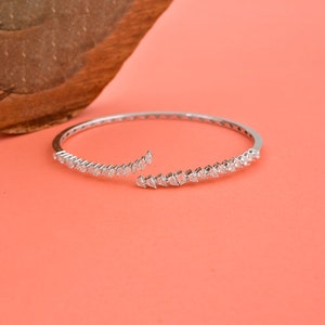 Open Cuff Diamond Bracelet, 18K Gold Statement Bracelet, Cluster ...