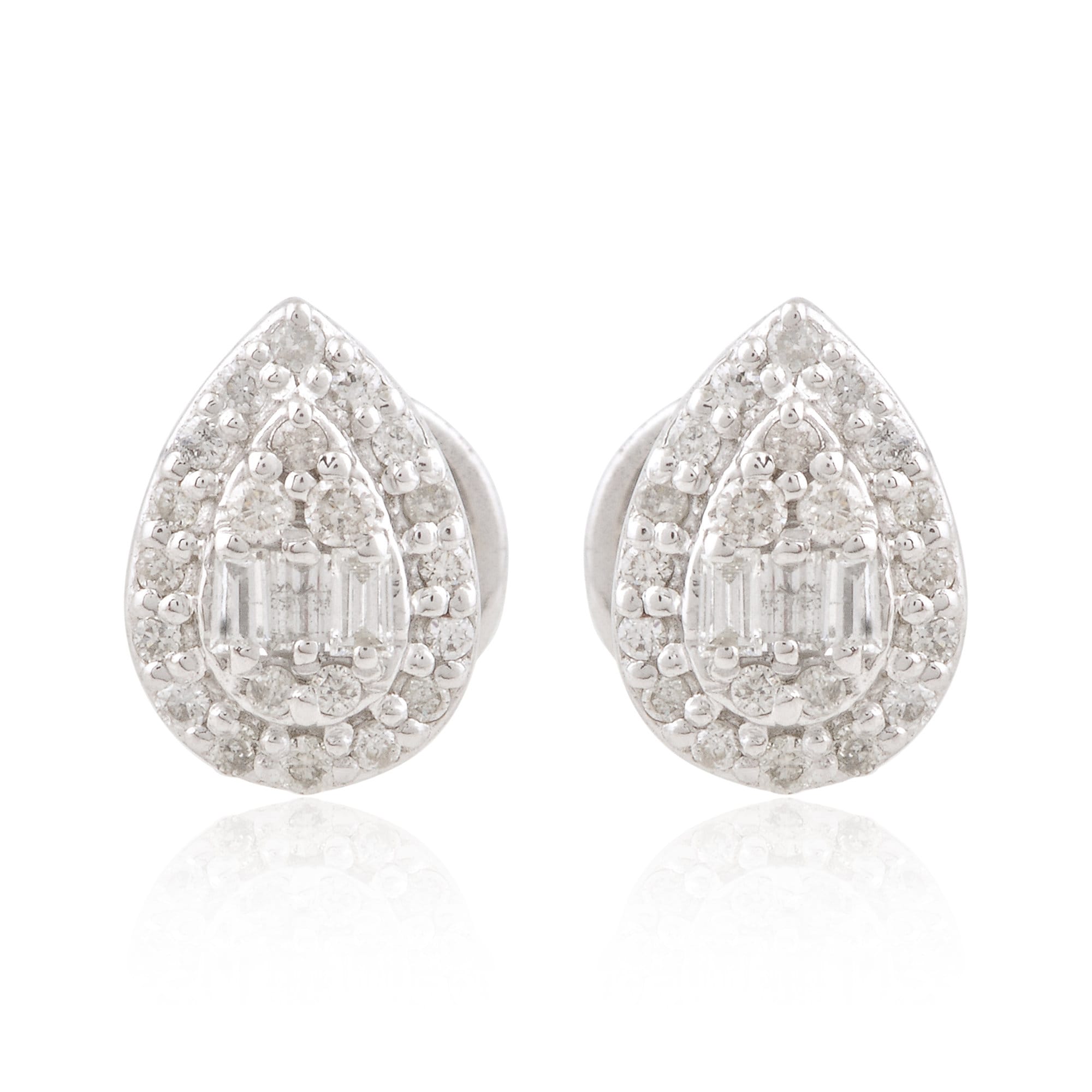 Pave Diamond Stud Earrings in 10k Gold / Natural Diamond - Etsy