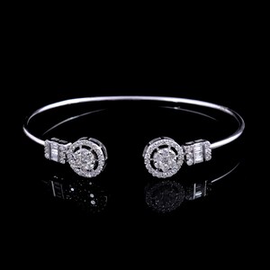 Diamond Bangle Bracelet / Round & Baguette Diamond Cuff - Etsy