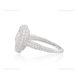 Diamond Statement Ring for Her, 18k White Gold Wedding Anniversary Ring ...