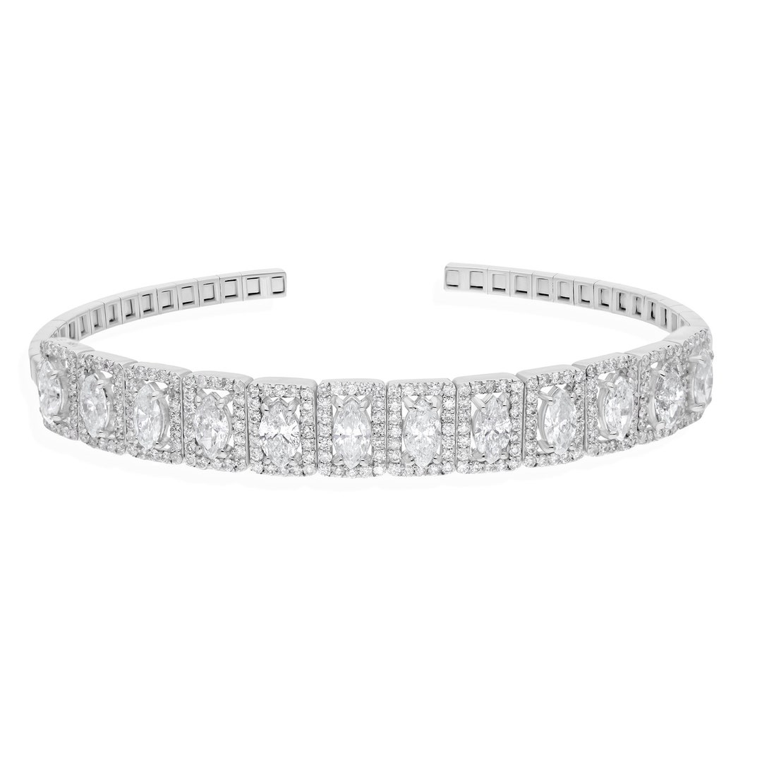 Open Cuff Diamond Bracelet, Diamond Cuff Bangle, 18k Gold Diamond ...
