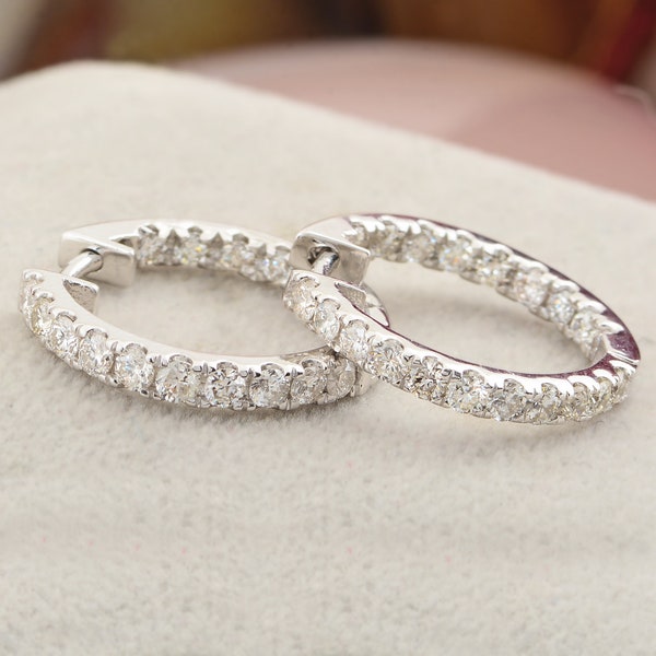 Diamond Hoop Earrings - Etsy