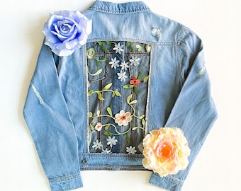 Denim Lace Jacket | Etsy