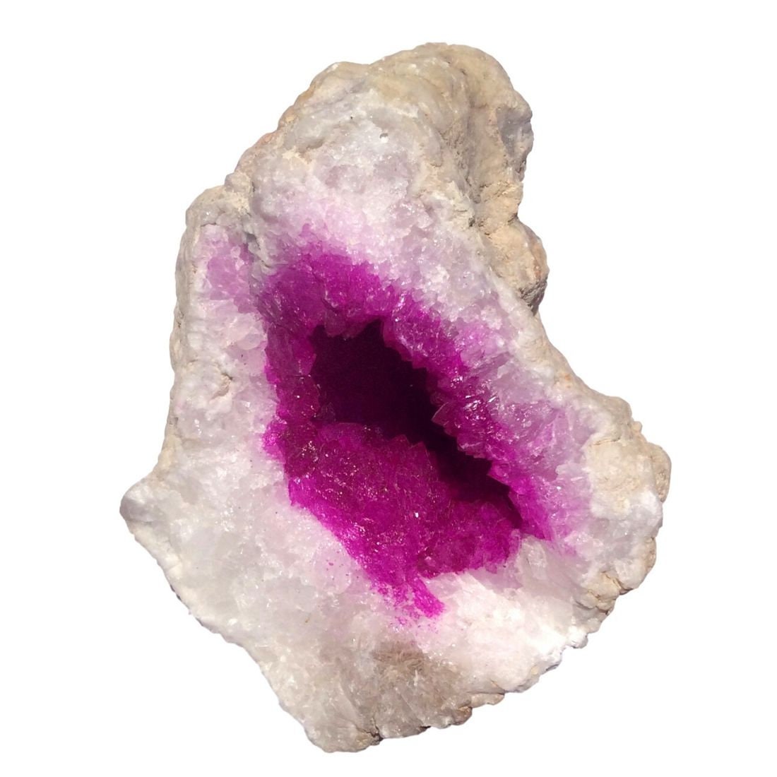 Fuschia Pink Split Geode Dyed-quartz Crystals 2 Puzzle Pieces 2-4 Wide ...
