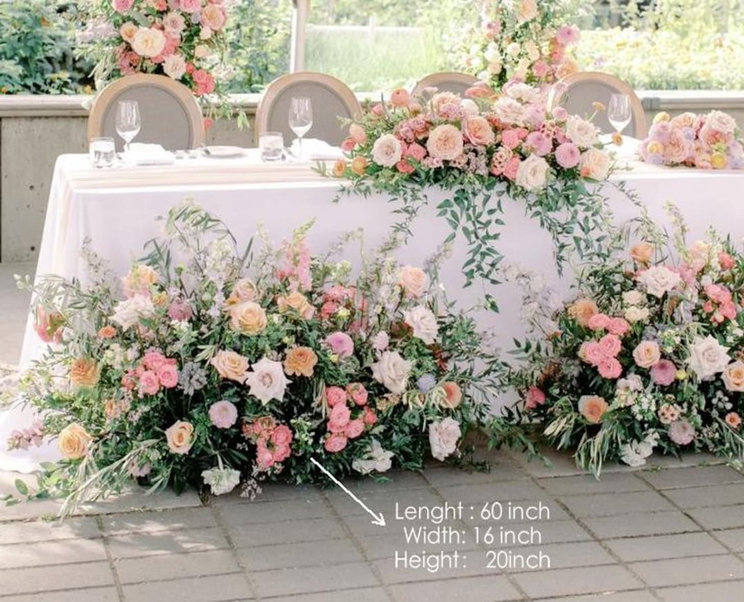 Head Table Flower Wedding Sweet Table Heart Flower Arrangement Bride ...