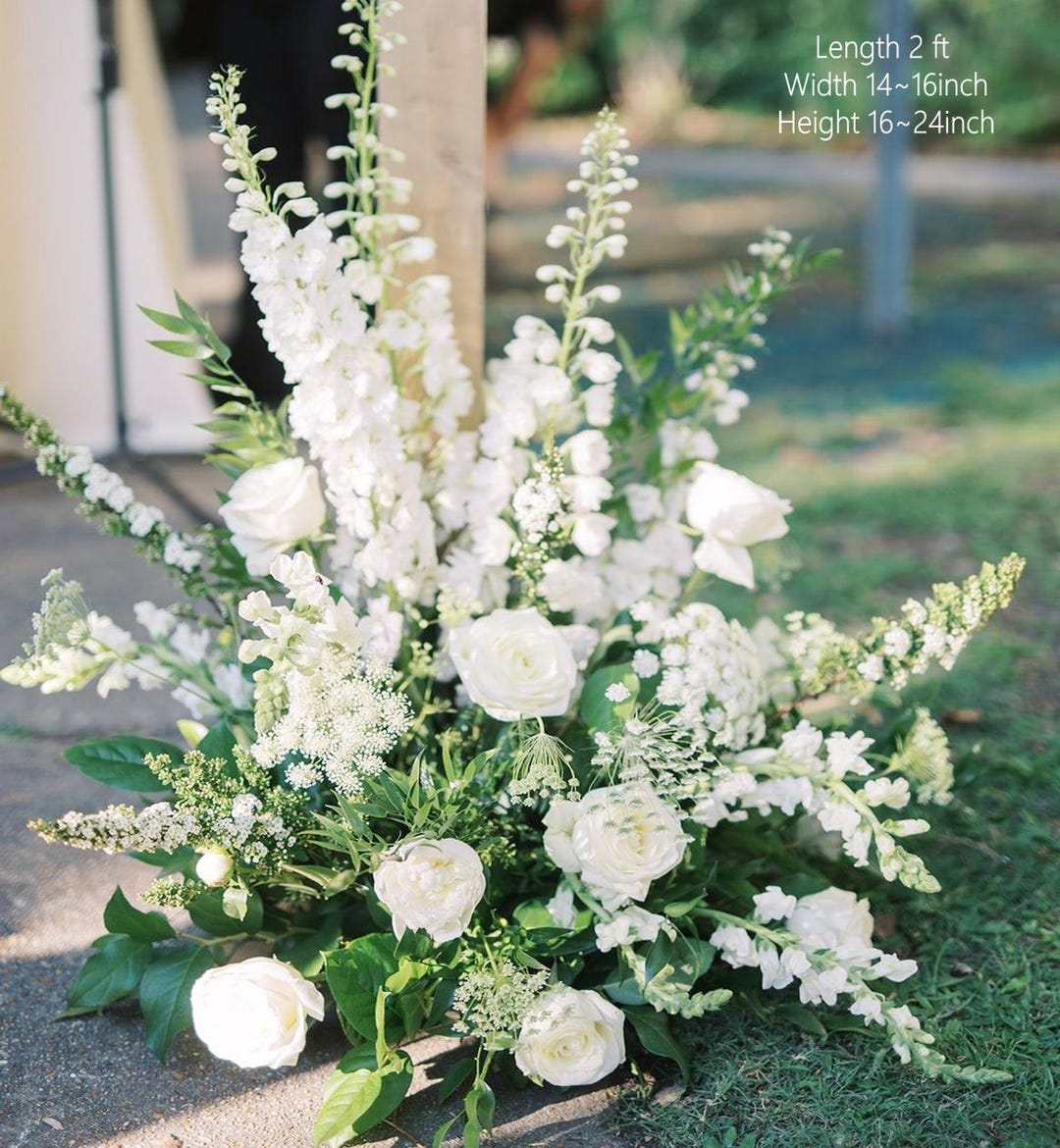 White Rose Snapdragons Wedding Aisle Flower Arrangement - Etsy