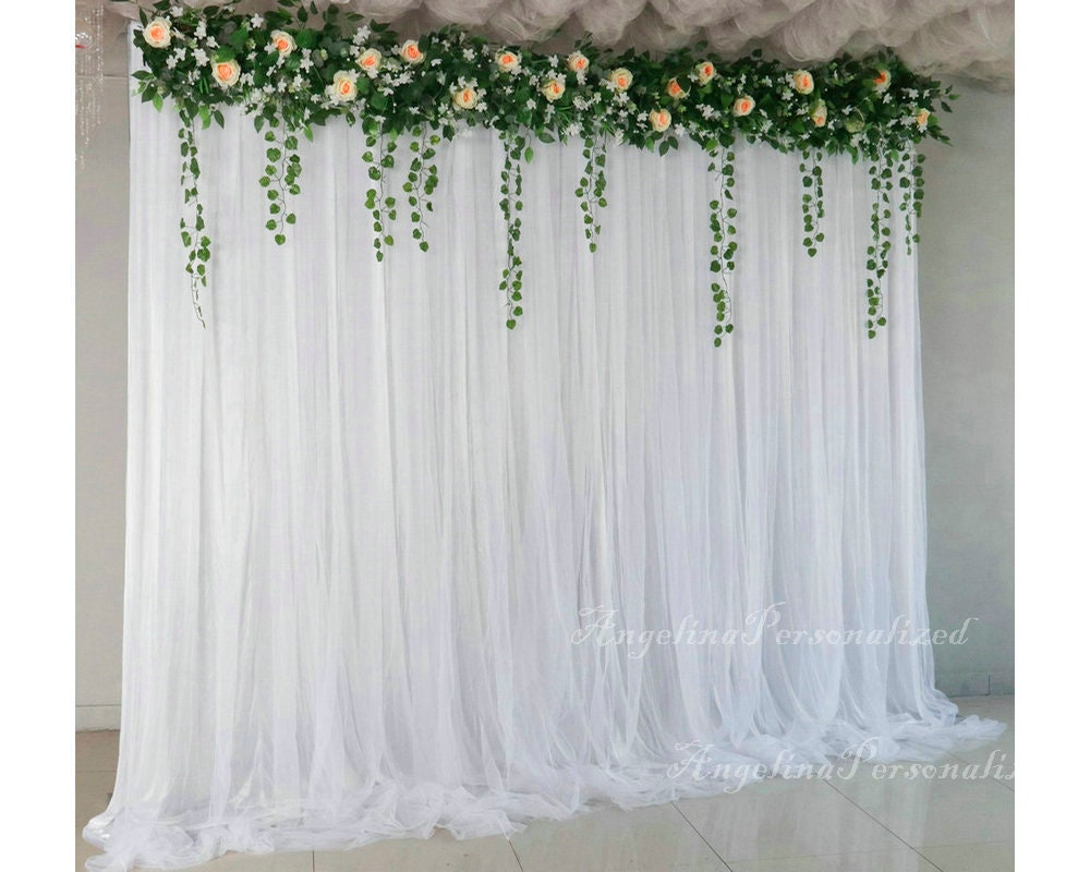 White Tulle Backdrop Sets Come with Big Flower Vine and String | Etsy