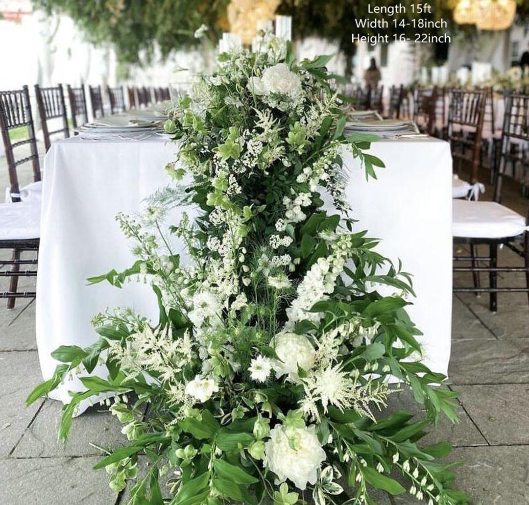 Wedding Rectangle Table Flowers Ground Arch Florals White Tropical ...