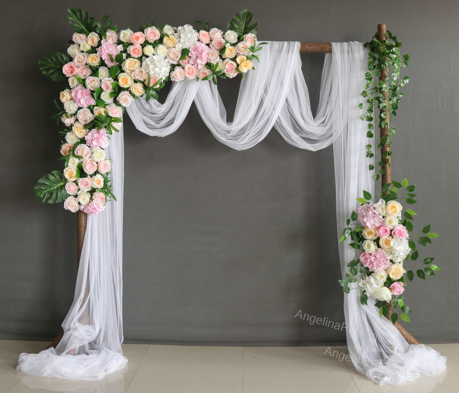 Baby Pink Flower Arch Arrangement Tropical Flower Garland Arch White ...