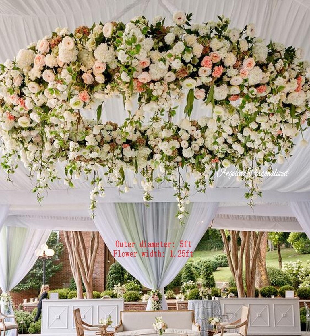 Ivory Peach Pink Flower Ceiling Panel White Rose Artificial Pale Pink ...