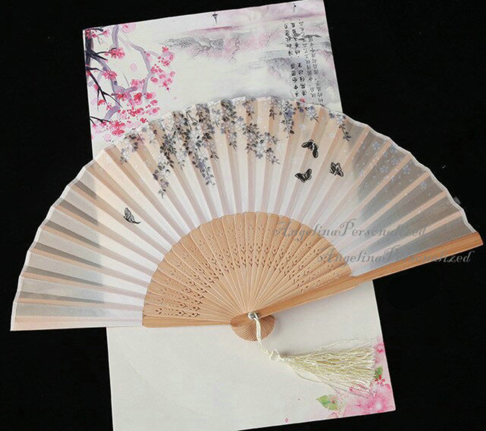 Princess Pink Floral Folding Hand Fans Bamboo Silk Folding Fan - Etsy ...