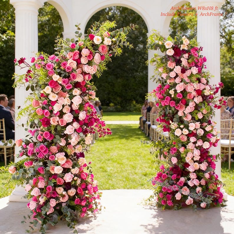 Wedding Arch Flowers: Pink Roses, Eucalyptus, Party Backdrop - Etsy