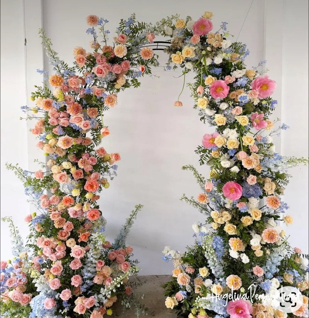 Spring Wedding Arch Flowers With Artificial Peach Custard Bright ...