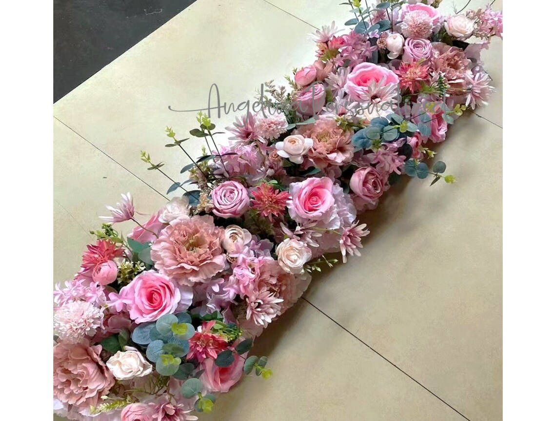 Elegant Ivory Flower Runner Artificial Rose Peony Eucalyptus - Etsy